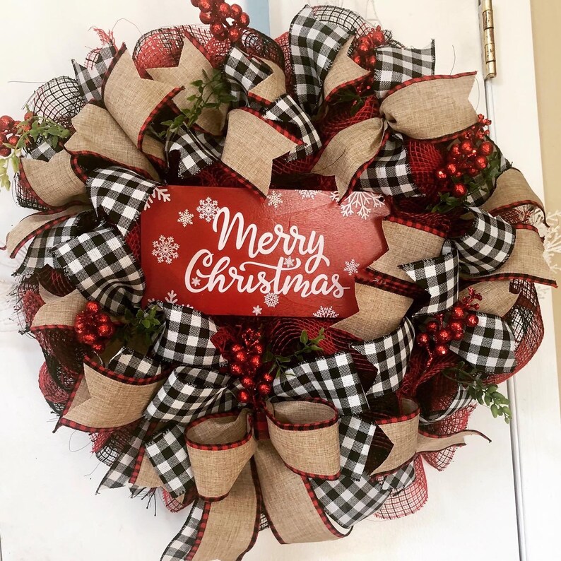 Buffalo Plaid Red and Black Farm and Country Merry Christmas | Etsy