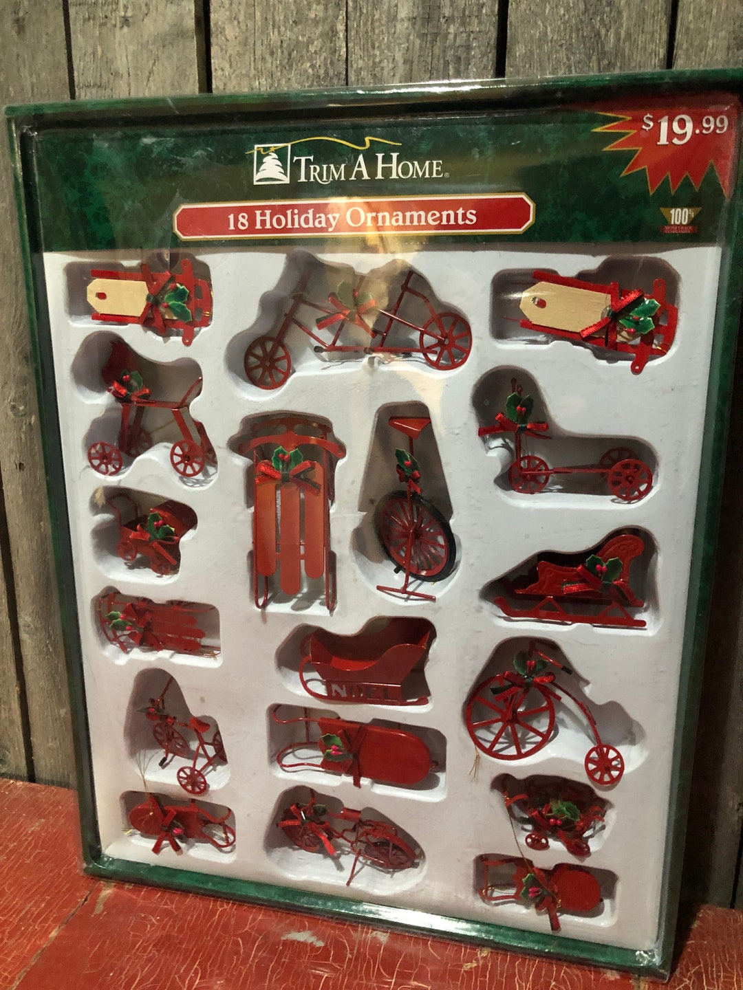 Vintage Kmart Red Metal Christmas Ornament Set - Etsy