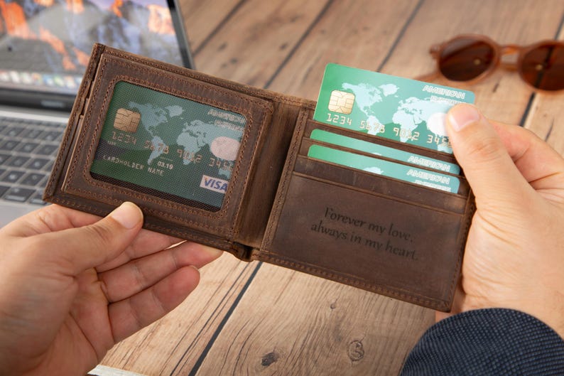 Engraved Leather Wallet: Personalized Full-grain, Groomsmen Gift - Etsy