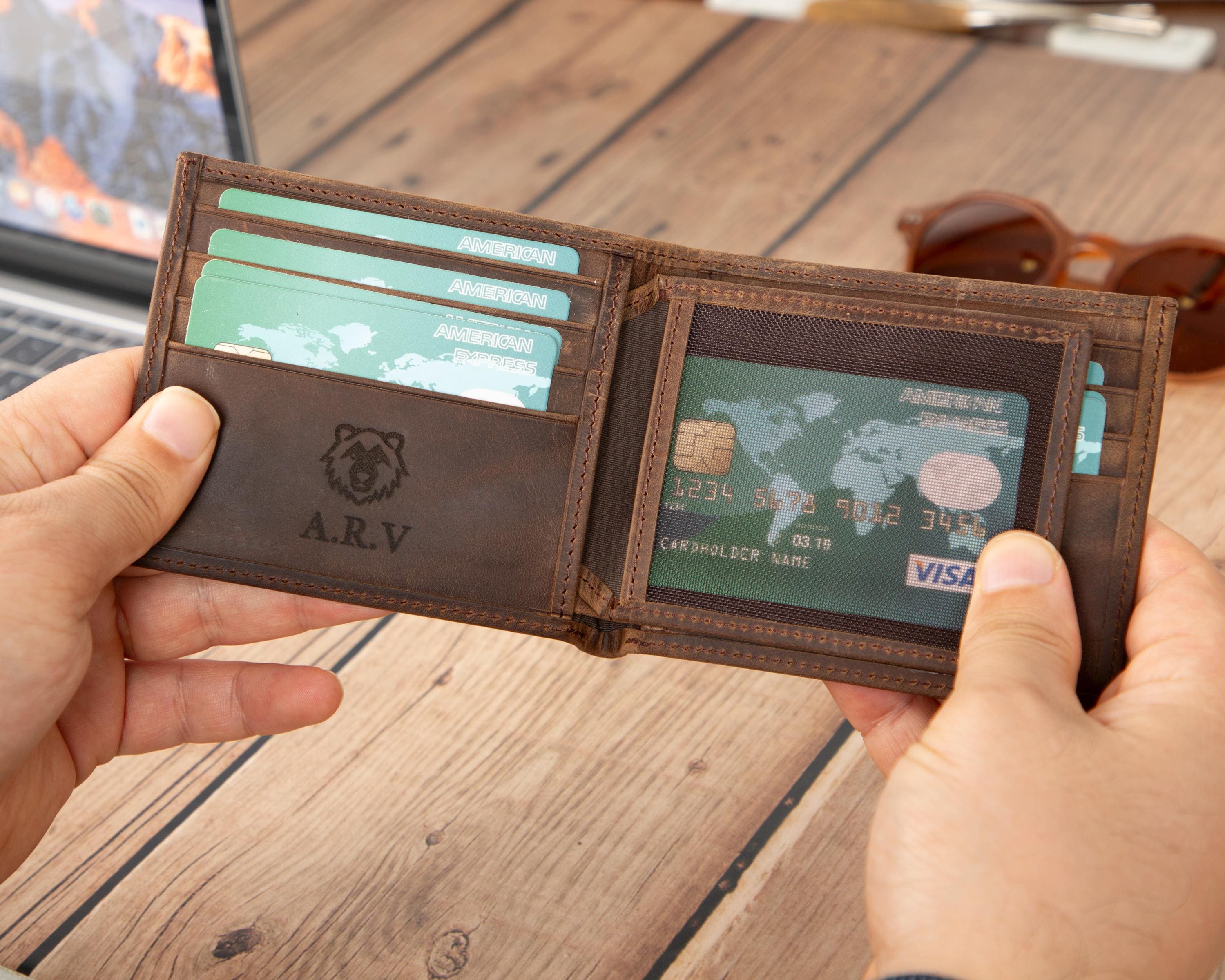 Engraved Leather Wallet: Personalized Full-grain, Groomsmen Gift - Etsy