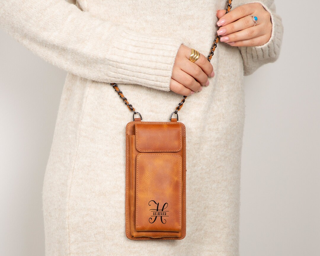 Personalized Leather Crossbody Messenger Small Bag With Phone ...