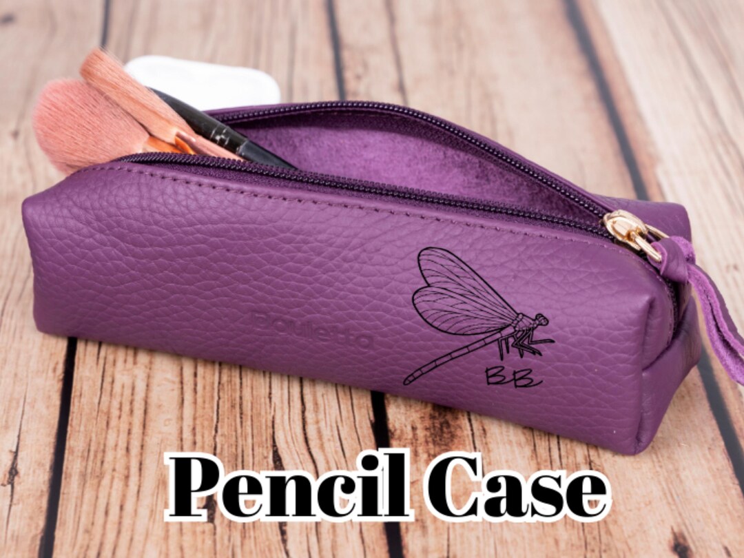Top Grain Leather Pencil Case for Men and Women, Custom Pencil Box With ...