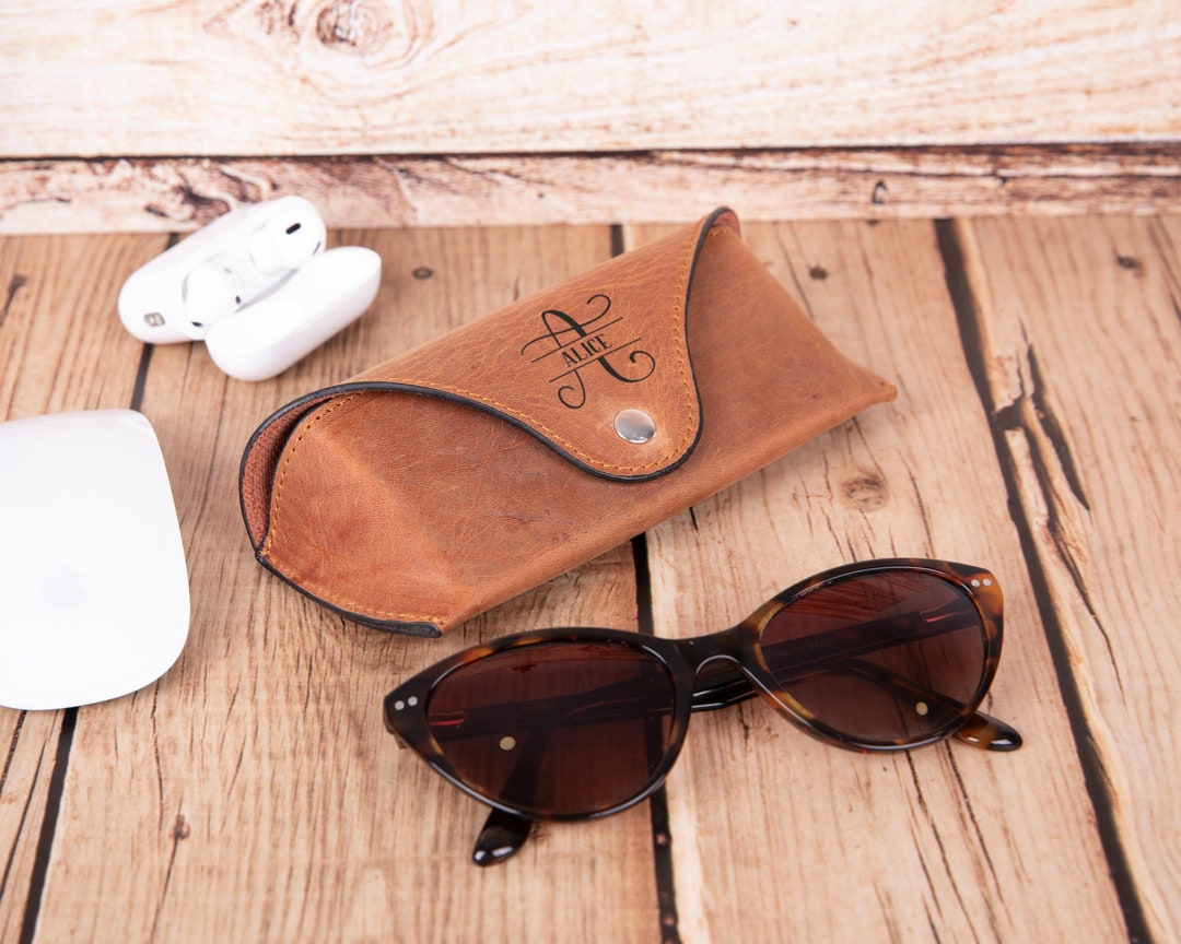 Leather Monogrammed Glasses Case With Name, Custom Sun Glasses Case ...
