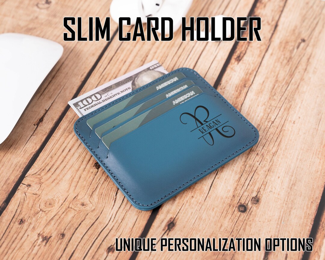 Custom Minimalist Card Holder Wallet | Engraved Mini Wallet | Small ...