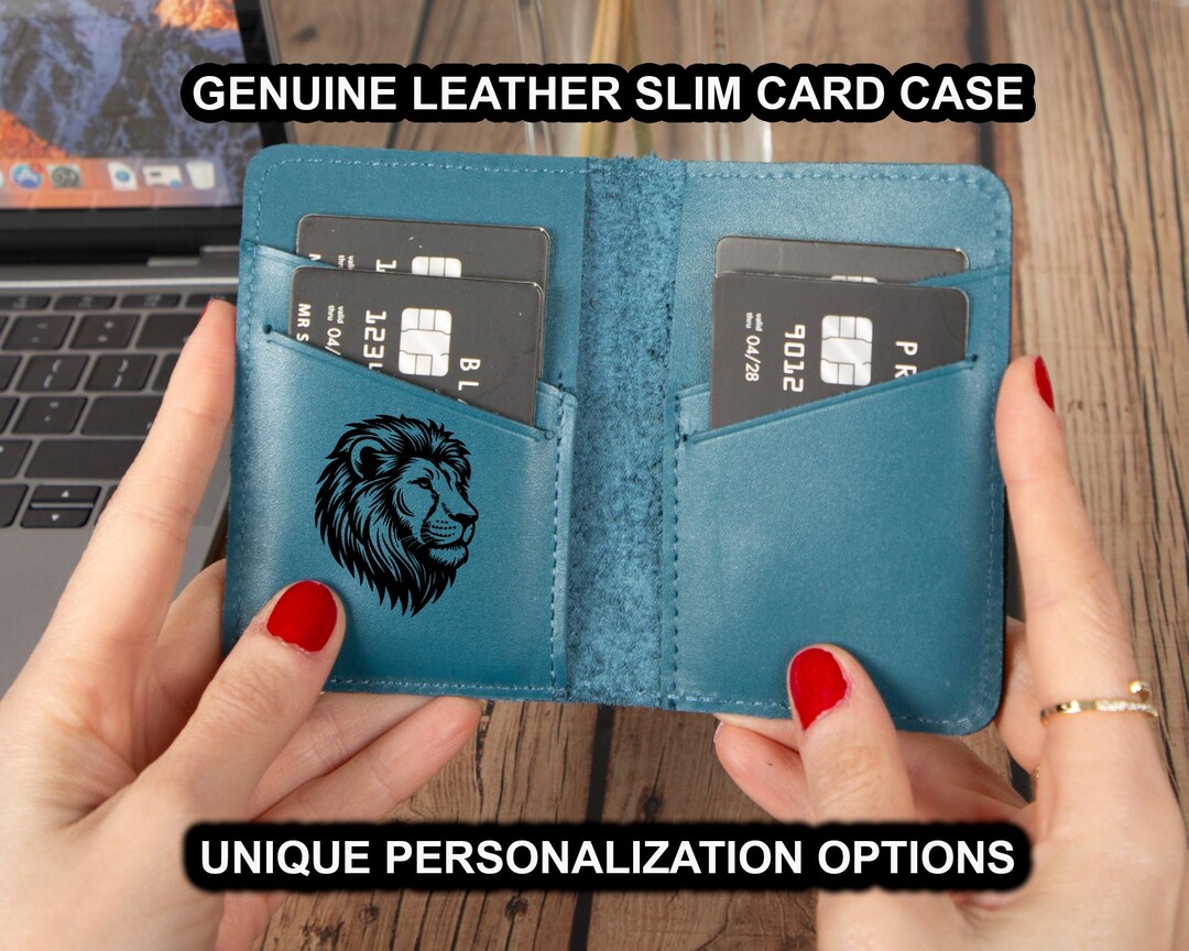 Custom Laser Engraved Leather Wallet: Slim Bifold Card Case - Etsy