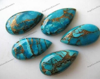 Natural Blue Copper Turquoise Pear Cabochon Calibrated Size - Etsy