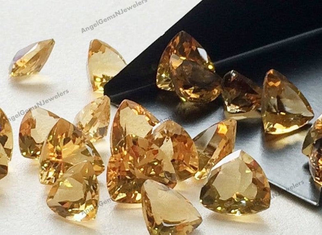 Natural Citrine Trillion Faceted Cut 5X5MM to 10X10MM Loose Gemstone ...