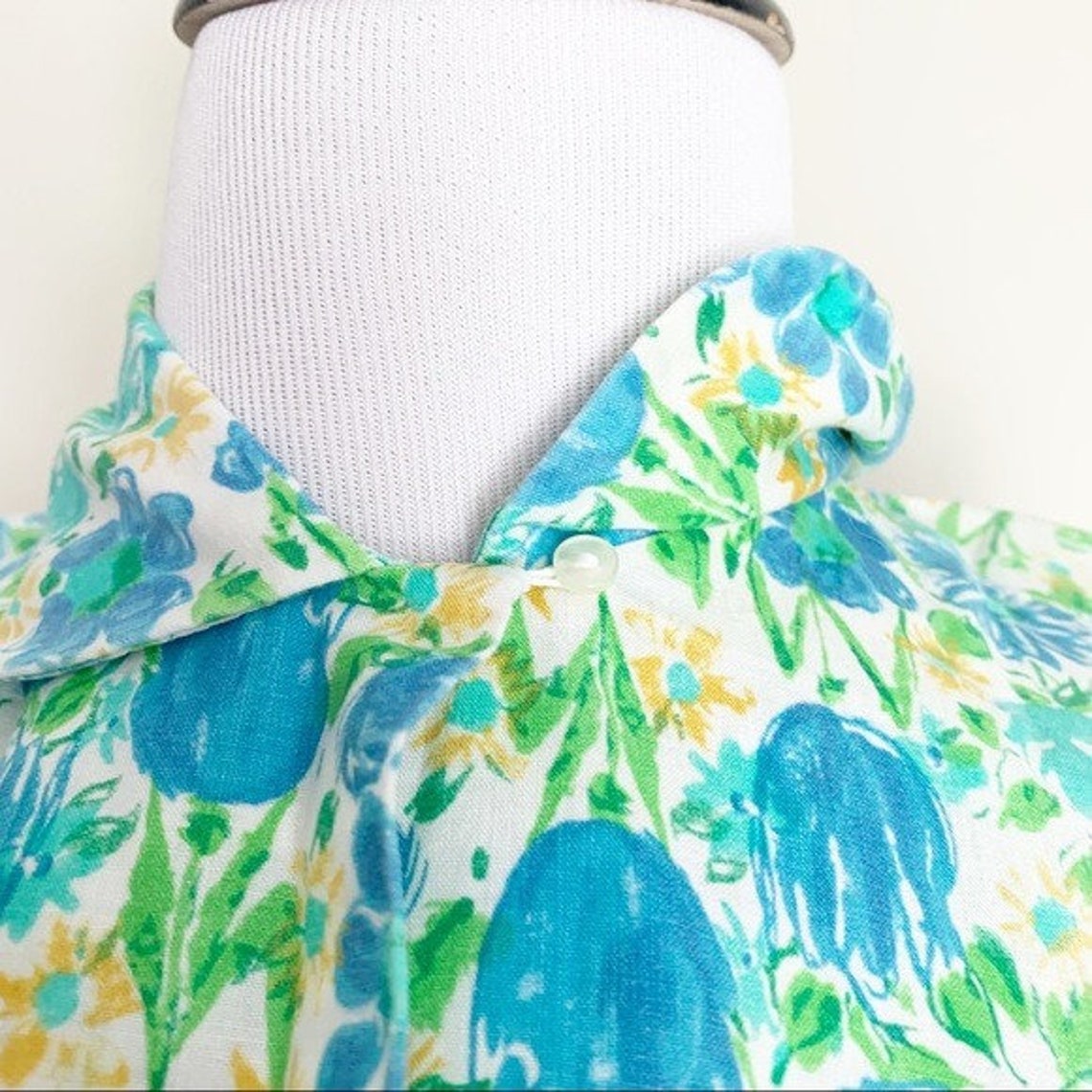 S/M Vintage 1950s 1960s Alice Stuart Blue & Green Floral - Etsy