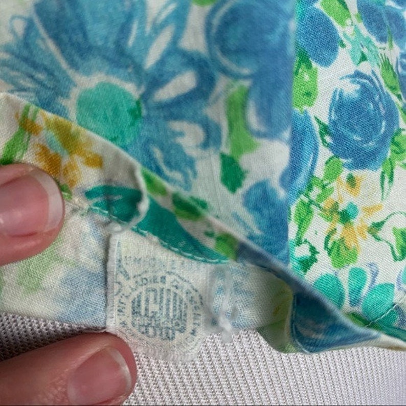 S/M Vintage 1950s 1960s Alice Stuart Blue & Green Floral - Etsy