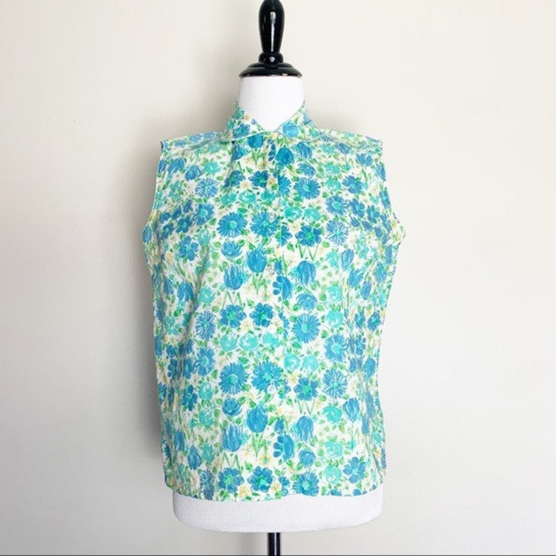 S/M Vintage 1950s 1960s Alice Stuart Blue & Green Floral - Etsy