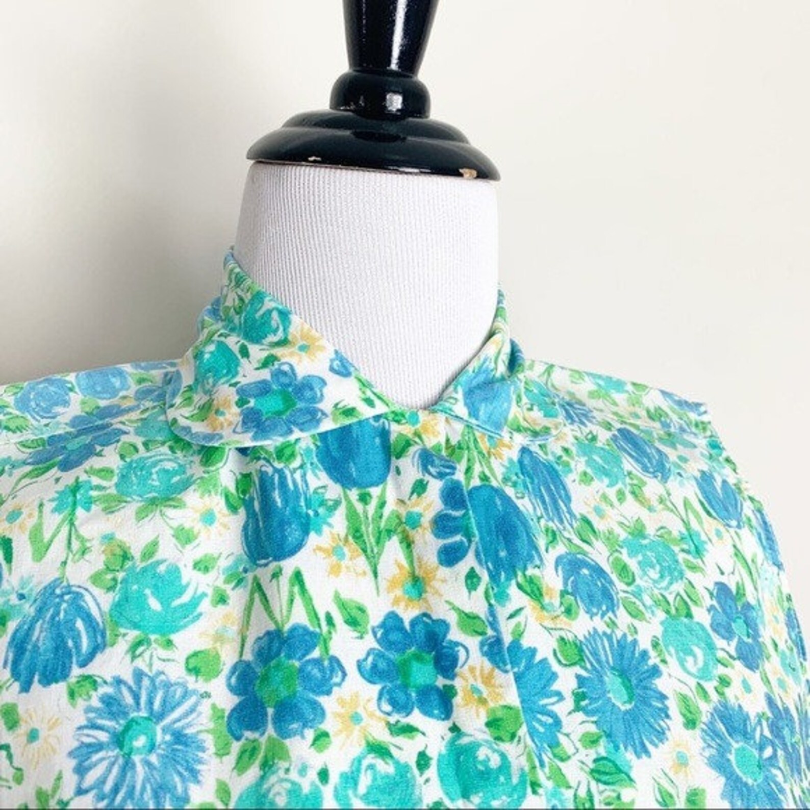 S/M Vintage 1950s 1960s Alice Stuart Blue & Green Floral - Etsy