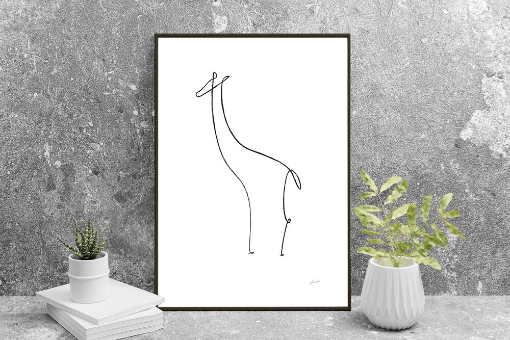 LINE GIRAFFE - Digital Download - Line Drawing | Print | Digital Art ...