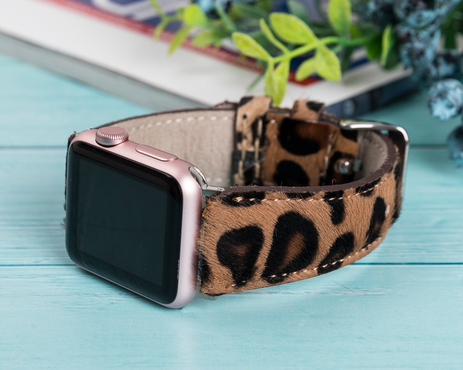 Leopard Genuine Leather Apple Watch Band 38mm40mm | Etsy