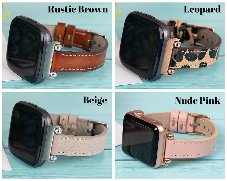 Leopard Print Leather Fitbit Band: Versa/sense, Custom Thin Strap - Etsy