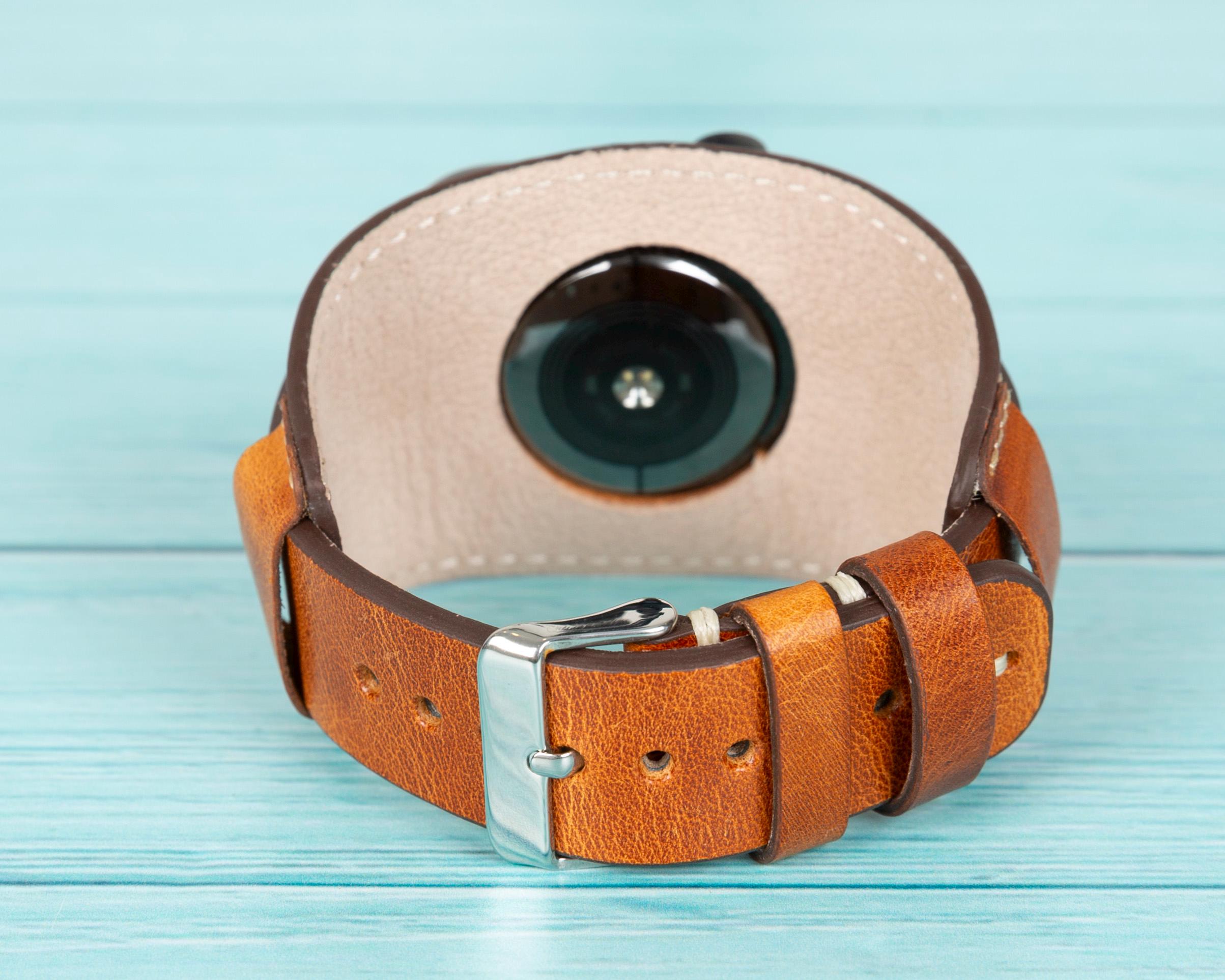 Leather Apple Watch Cuff Band for Series Ultra 3-ultra 2-11-10-SE ...