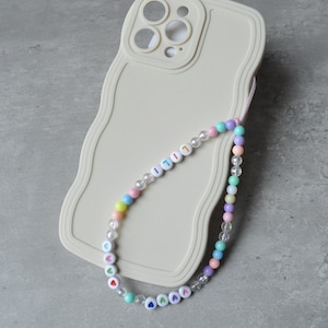 Cute Phone Charm Strap | Pastel Beaded Phone Strap | Personalised Phone ...