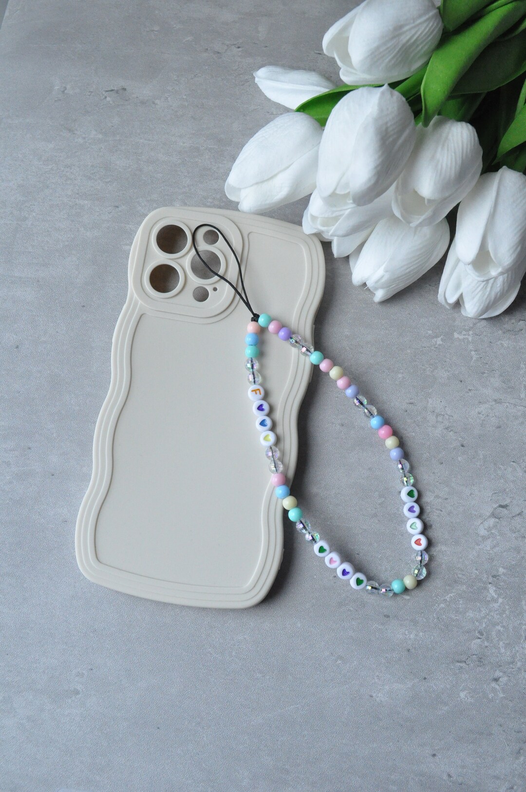 Cute Phone Charm Strap | Pastel Beaded Phone Strap | Personalised Phone ...
