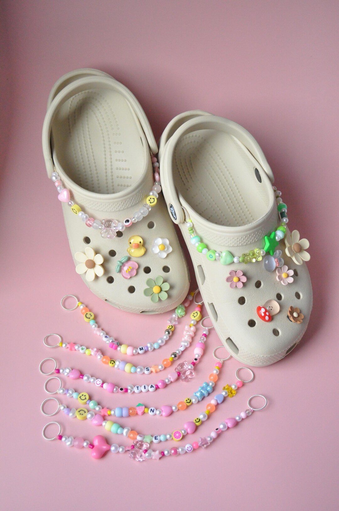 Personalised Beaded Shoe Charm | Custom Beaded Footwear Chain | Beaded ...