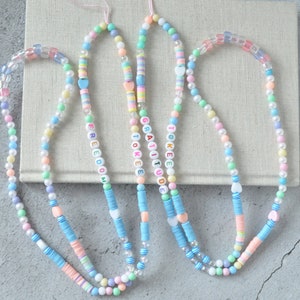 Pastel Colour Personalised Phone Charm Strap Heishi Beaded Phone Charm ...