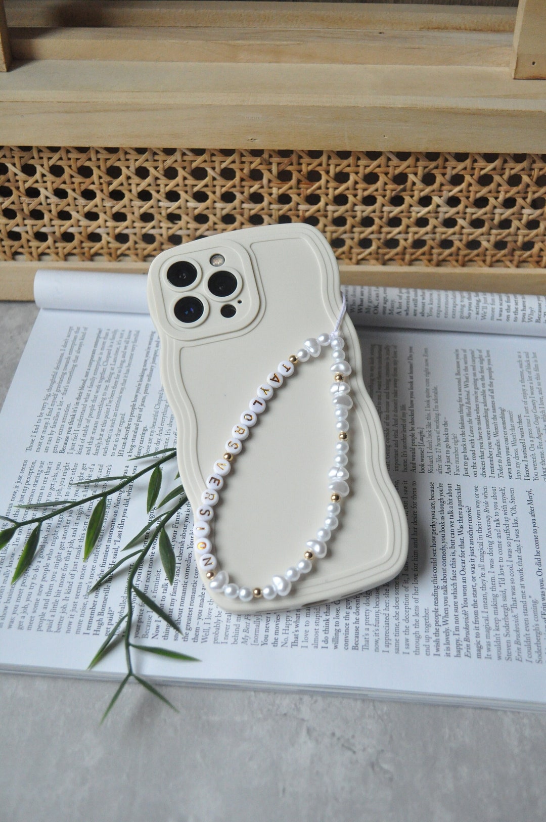 Personalised Pearl Phone Charm Strap | Custom Pearl Phone Strap | Name ...