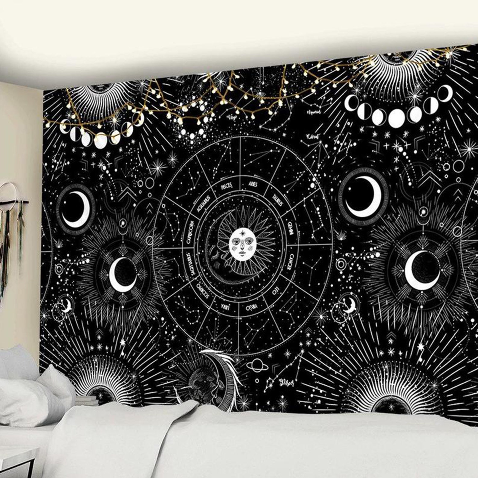 Zodiac Signs Tapestry Moon Phases Room Decor Astrology | Etsy