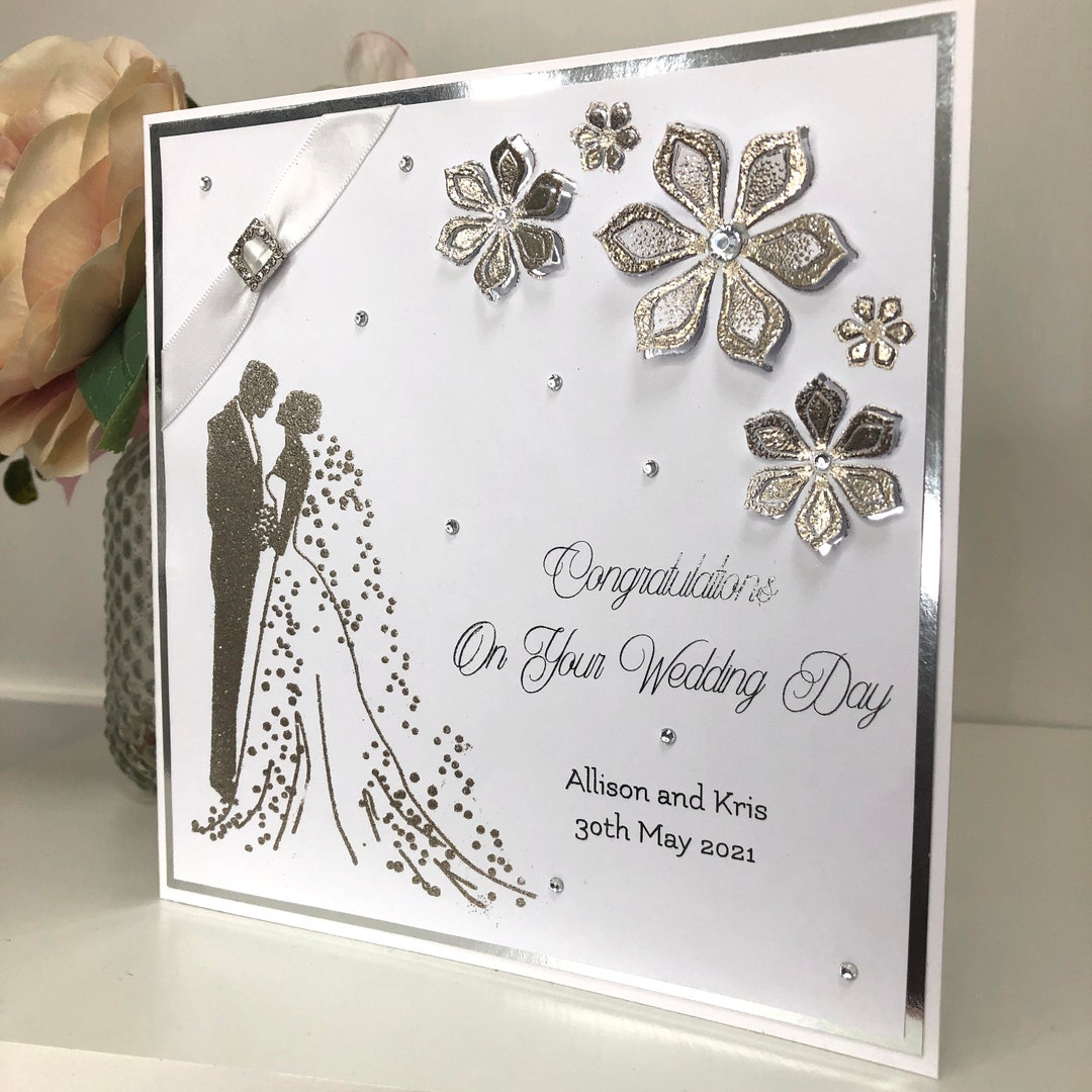 Personalised, Handmade Wedding Card. Bride and Groom Wedding Day Card ...