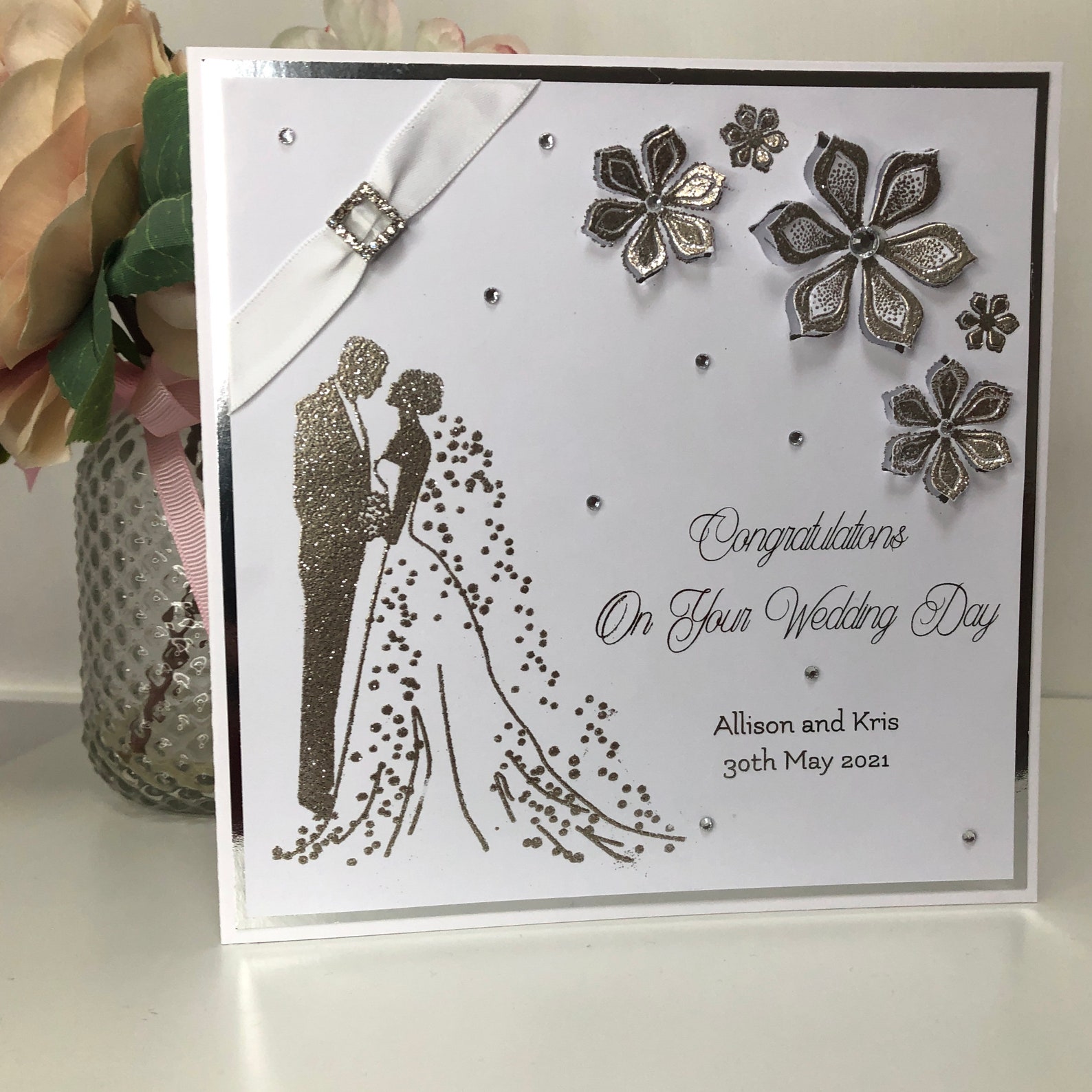 Personalised Handmade Wedding Card. Bride and Groom Wedding | Etsy