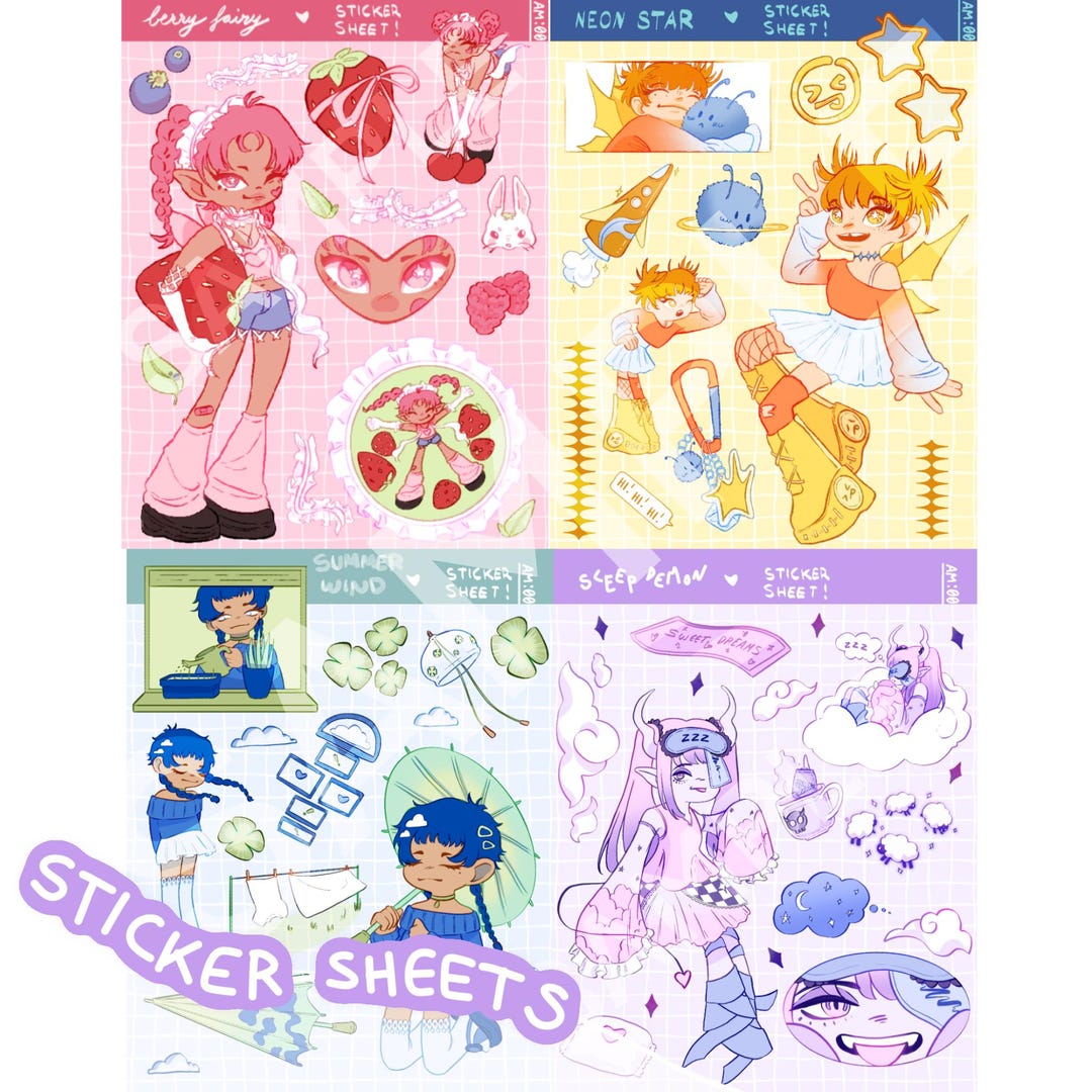 Character Sticker Sheets, Original Art - Etsy