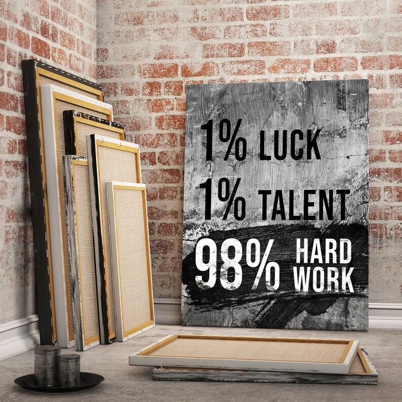 98% Hard Work Canvas Print Wall Art Office Decor / - Etsy