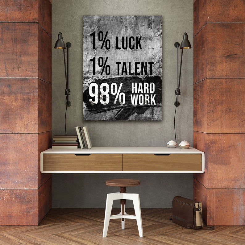 98% Hard Work Canvas Print Wall Art Office Decor / - Etsy