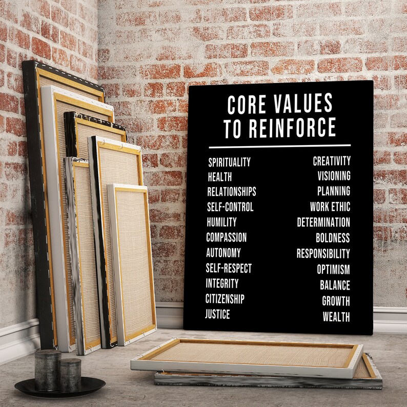 CORE VALUES to Reinforce - Business Motivation Wall Art Inspirational ...