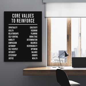 CORE VALUES to Reinforce - Business Motivation Wall Art Inspirational ...