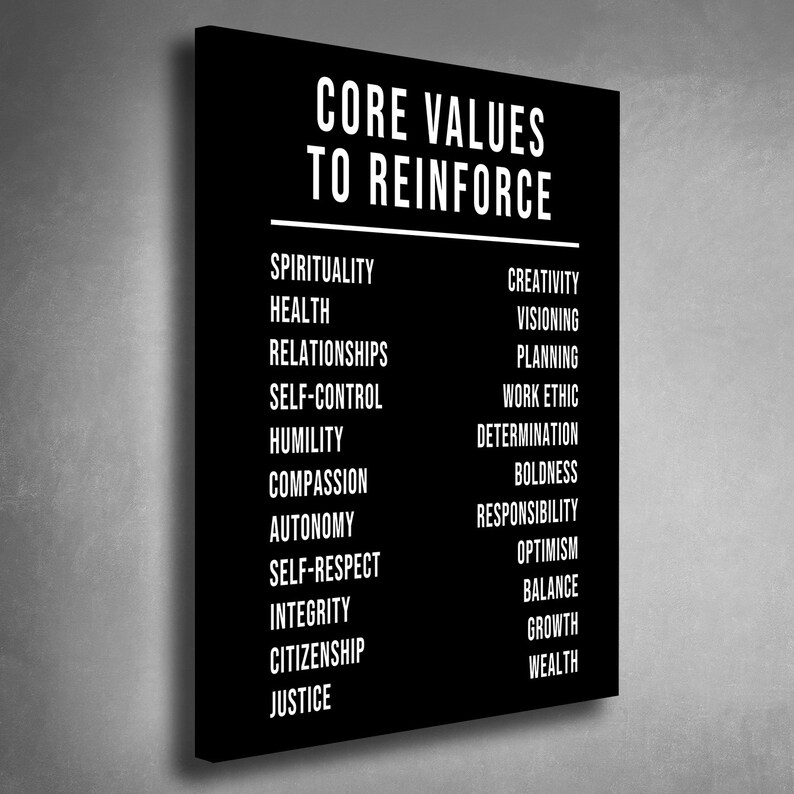 CORE VALUES to Reinforce - Business Motivation Wall Art Inspirational ...