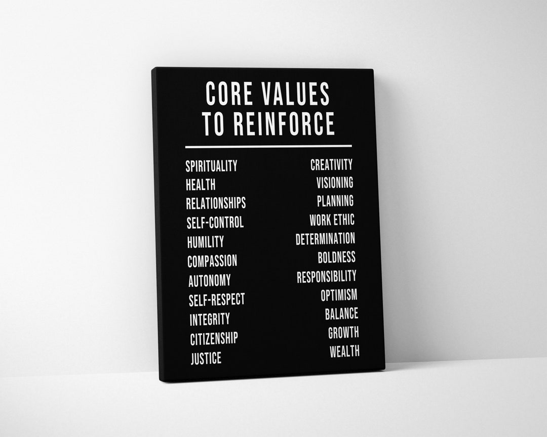 CORE VALUES to Reinforce - Business Motivation Wall Art Inspirational ...