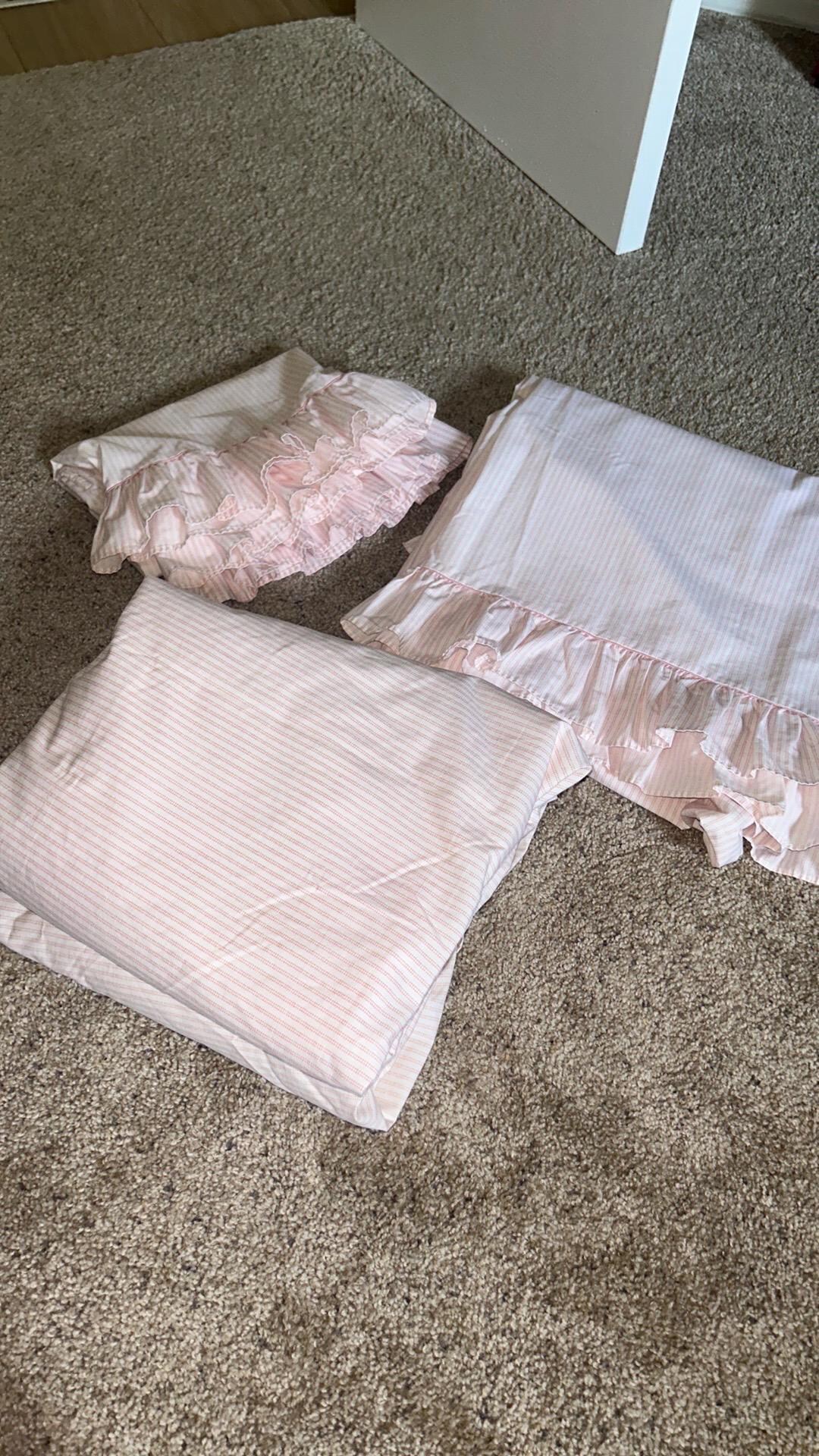 Vintage Laura Ashley TWIN Pink Striped Sheet Set - Etsy