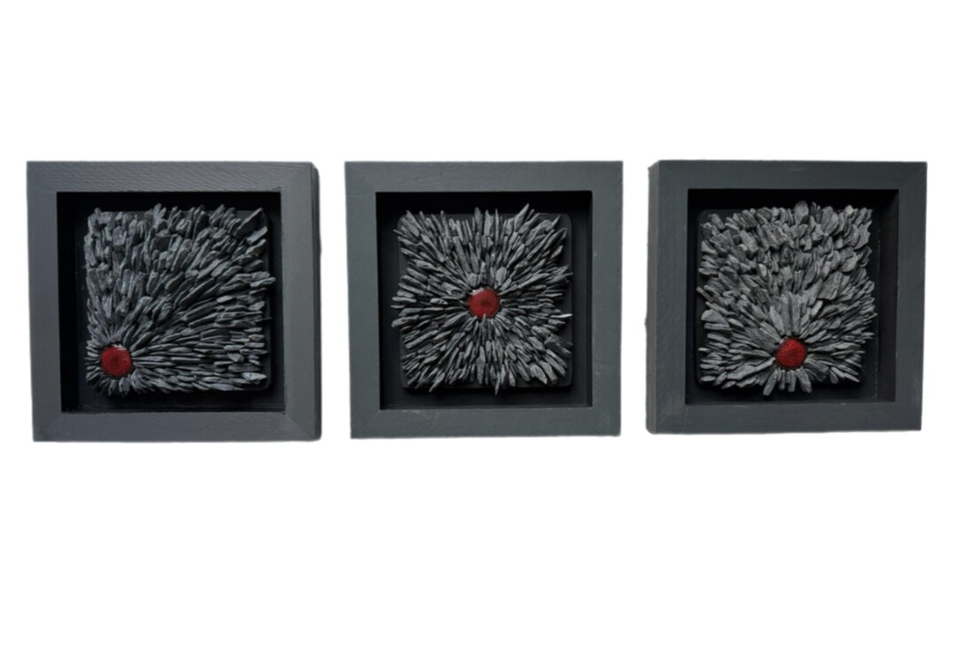 Ember Burst I, II & III – Framed Stone Mosaic Wall Art (set of Three ...
