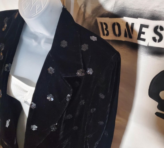 Vintage Velvet Blazer with Sequin Polka Dots - Gem