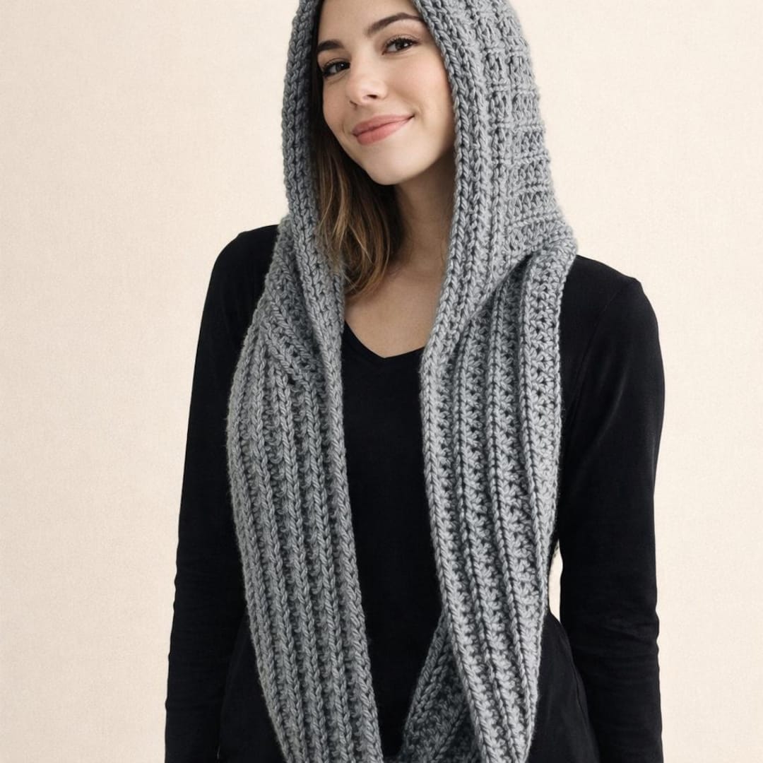 Crochet Hooded Scarf Pattern PDF, Beginner Scoodie Pattern, Easy ...