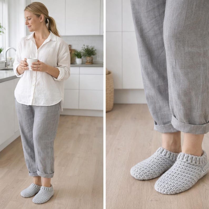 Easy Crochet Slippers Pattern PDF Beginner Friendly House Slippers ...