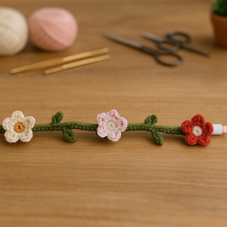 Crochet Charger Cover Pattern PDF Vine Flowers Phone Cable Cover ...