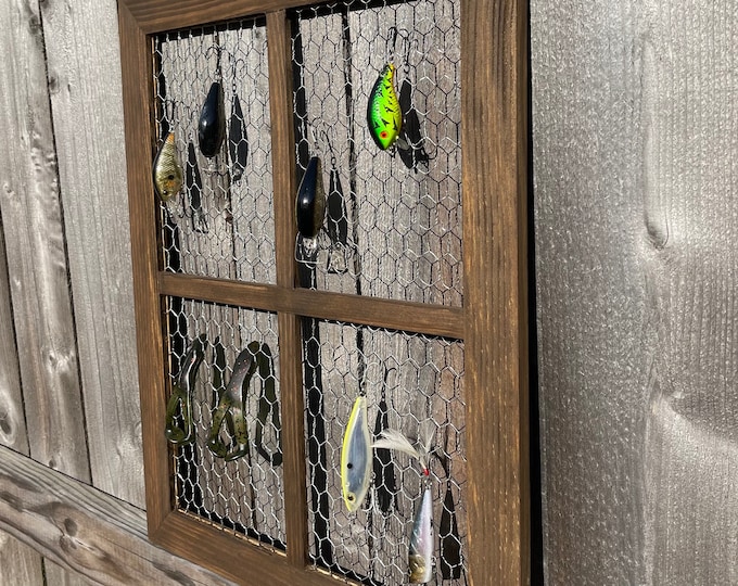 Personalized Rustic Fishing Lure Display: Engraved Wooden Frame - Etsy