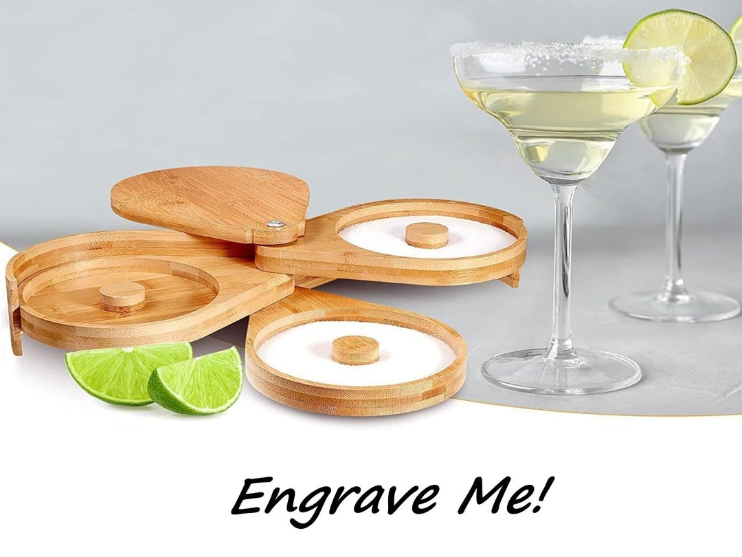 Personalized 3-tier Bamboo Cocktail Salt Rimmer - Custom Engraved Bar ...
