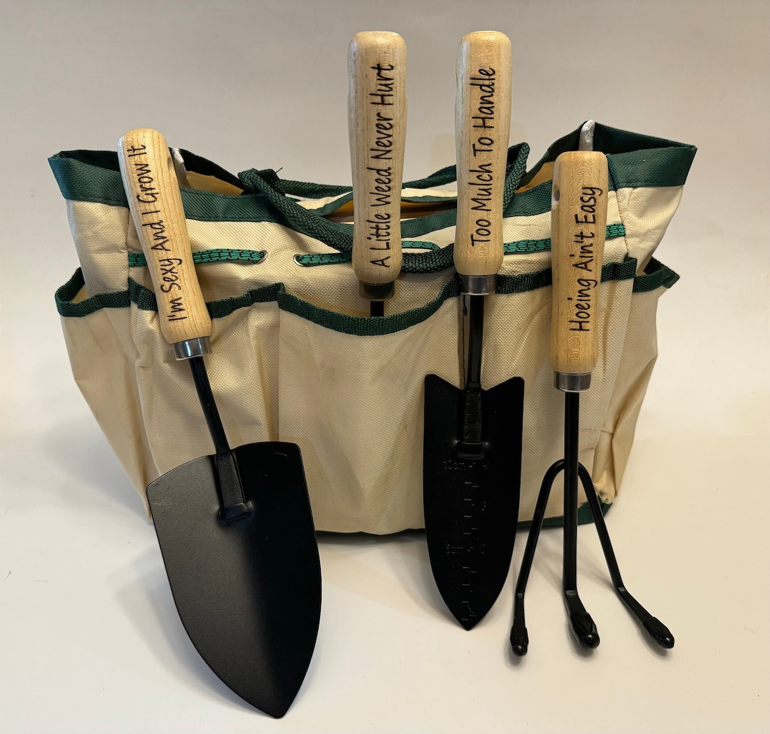 Personalized Garden Tool Set: Carbon Steel Tools With Wood Handle & Carry Bag - Etsy