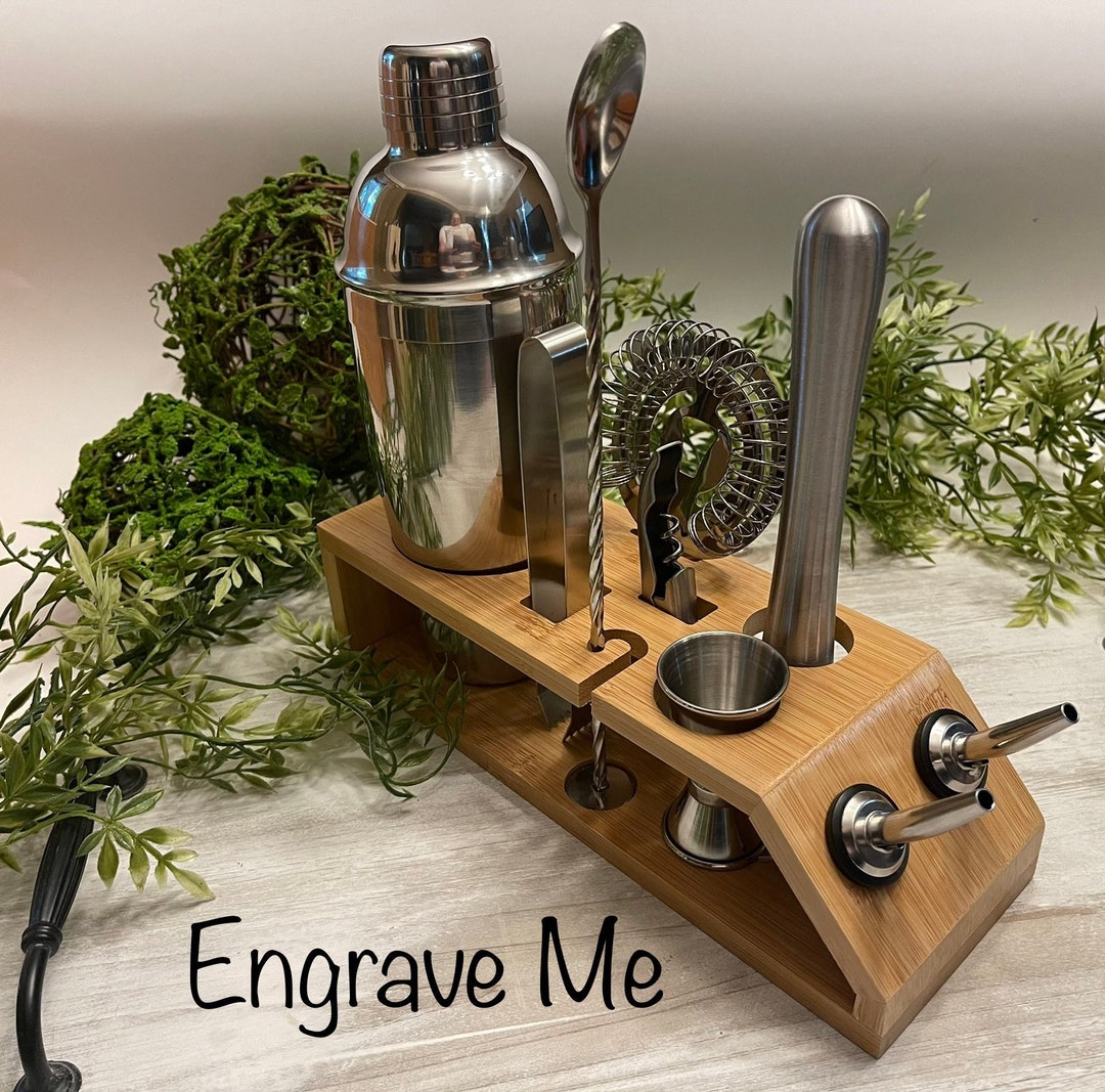 Personalized Bartender Kit: 10-piece Stainless Steel Cocktail Set With ...