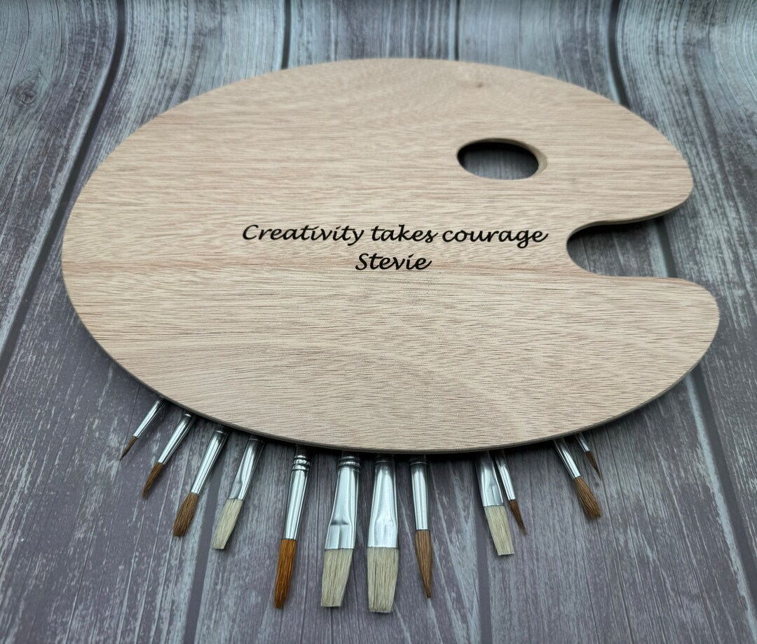 Personalized Wooden Artist Palette Set With Brushes - Custom Palette ...