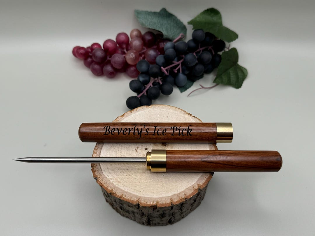 Personalized Pine Wood Ice Pick With Cap: Engraved Bar Tool - Etsy