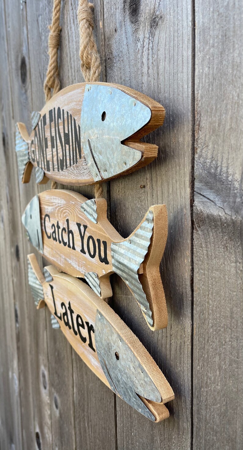Gone Fishing Catch You Later Wood Wall Decor | Etsy