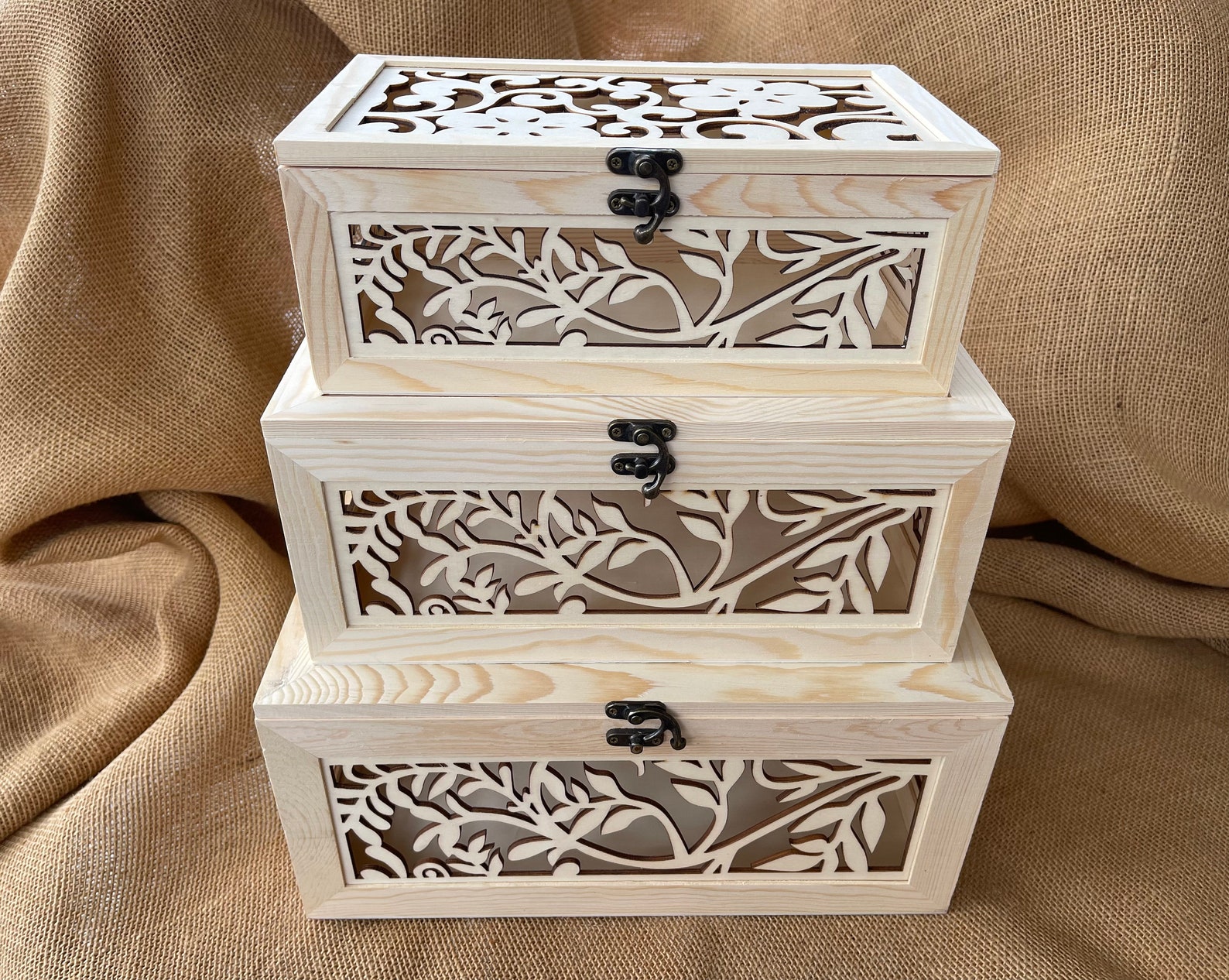 Laser Cut Unfinished Wood Boxes-3 Sizes - Etsy