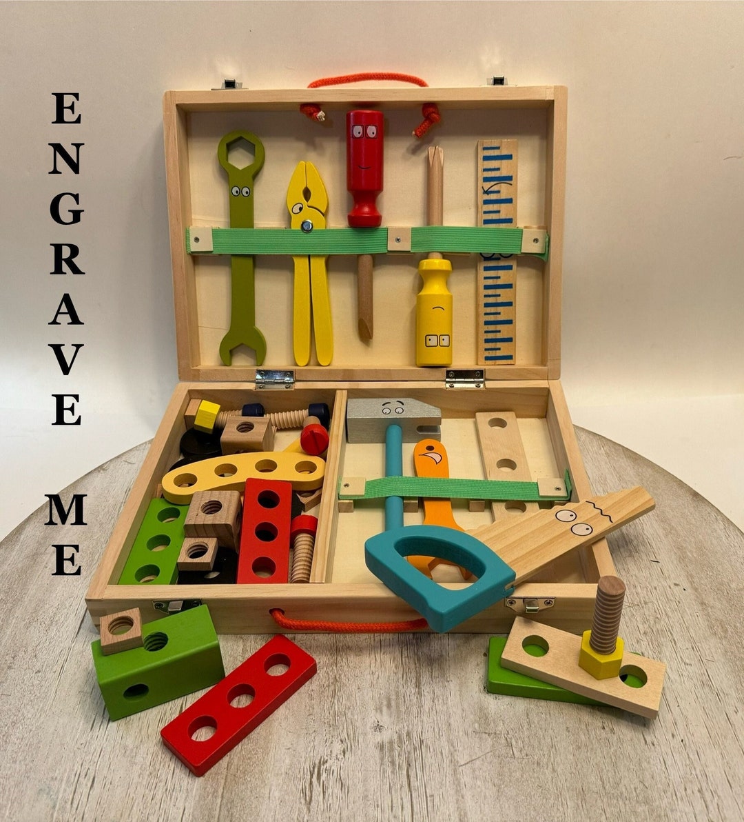 Personalized Wooden Toolbox-toolkit-hammer, Screwdriver, Nails, Screws ...