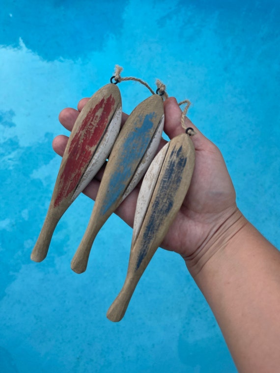 3 Wooden Fish Hanging on String Fish Decor - Etsy